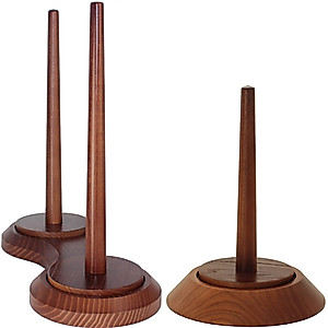 BarvA Double Wood Yarn Holder Advanced Metal Twirling Mechanism Lazy Susan Big Stand Ball Spindle Sewing Crocheting Tool Wool Cord Organizer Ribbon Storage Knitting Embroidery Thread Crochet Accessory