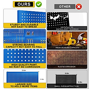 4 Pack Metal Pegboard Panels 24" x 12" Black Heavy Duty Steel Pegboard Wall Organizer, Garage Utility Tools Pegboard Storage System for Workbench, Shop, Shed Modular Peg Board Organizer Board Kit