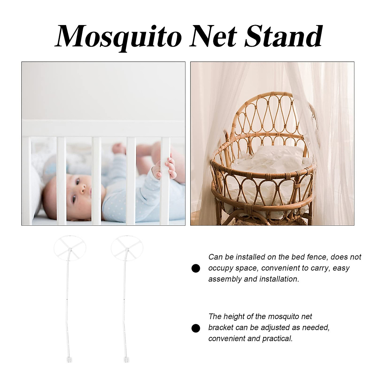 Net Holder Adjustable Net Stand Supporting Bracket Crib Canopy Holder for Nursery Crib Bed Cot