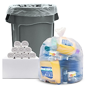 33 Gallon Clear Trash Bags (Value 250 Bags) Large Clear Plastic Bags, Great for Recycling 30 Gallon - 32 Gallon - 35 Gallon. High Density Bag