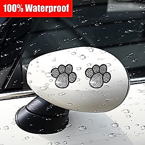 QODOLSI 2 PCS Crystal Car Decoration Stickers, Bling Rhinestone Dog Paw Print Stickers and Decals Car Accessories for Car Bumper Window Laptops Decoration (White)