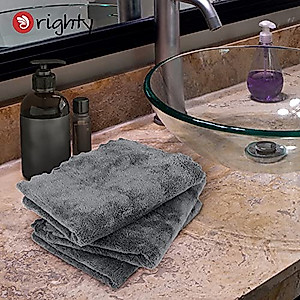 Orighty 6 Pack Premium Hand Towels - Ultra Soft & Highly Absorbent - Microfiber Coral Velvet for Bathroom, Gym, Shower, Spa, Quick Drying Hand Towel 15 x 25 inches (Grey)