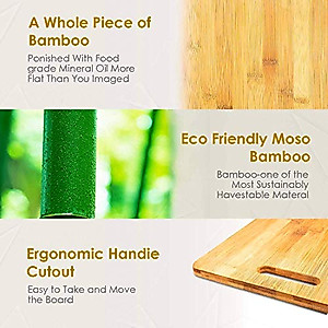 Bulfyss Large Natural Bamboo Wood Chopping Cutting Board For Kitchen Vegetables, Fruits & Cheese, Bpa Free, Eco-Friendly, Anti-Microbial Standard Natural Bamboo Standard Natural Bamboo