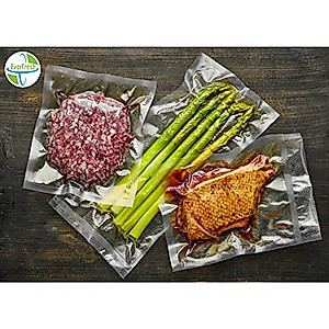 EverFresh 4 x 11" x 25' (Total 100 feet) Vacuum Sealer Rolls-Vacuum Sealer Bags-Vacuum Sealer Machine-Food Sealer Bag-Rolls Compatible with FoodSaver Machines-Sous Vide Bags-Freezer Bags-4 Pack-BPA Free Food Bags-15% thicker embossing than leading supplie