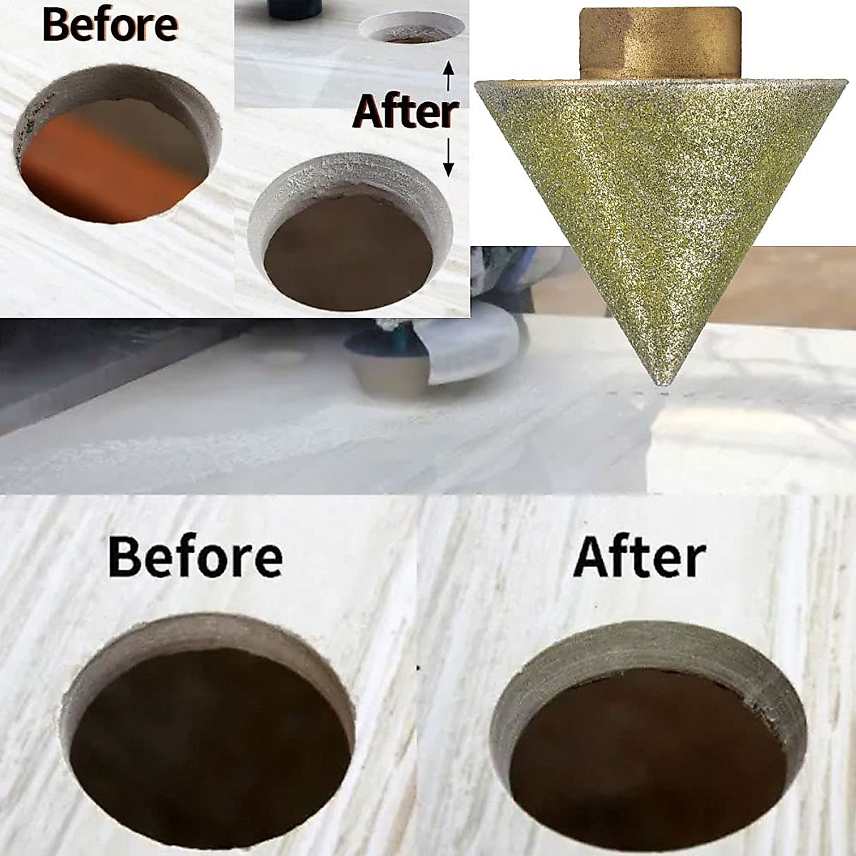 scottchen PRO Diamond Beveling Chamfer Bit 1-7/8"(48mm) x 5/8"-11 for Marble Glass Ceramic Countersink Hole Trimming, for Angle Grinder