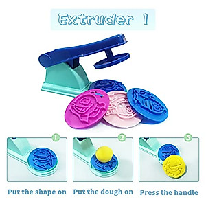 Jaeespon Dough Tools for Kids Play-41 Pieces Dough Play Set Accessories with Fruit Dinosaur Plastic Molds Roller Cutter Scissor, Preschool Arts Toys Kit Gift for Age 2-8 Girls Boys