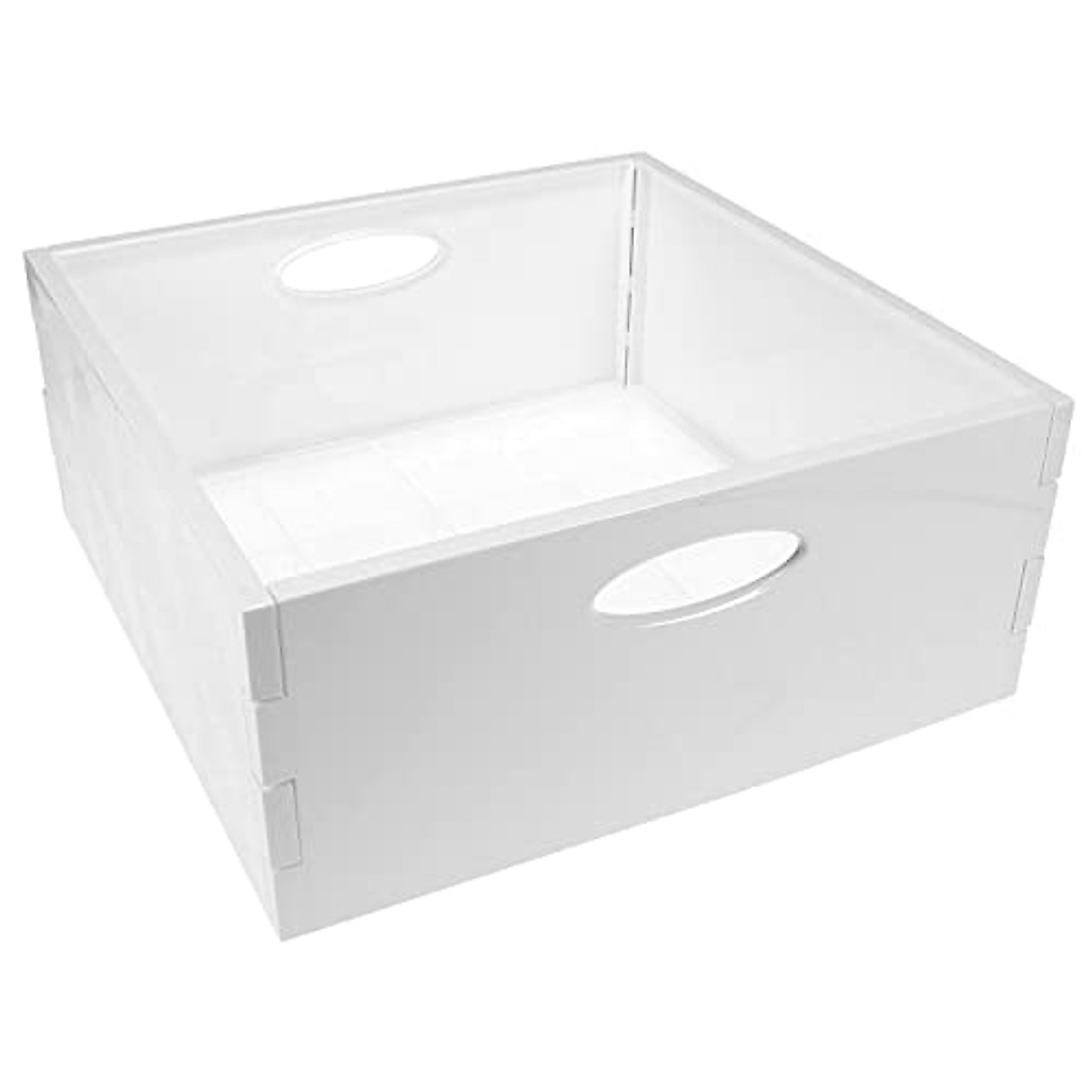 Ginsey Home Solutions Home+Solutions Plastic and Bamboo White Medium Crystal Bin - Multipurpose Storage Container (81521)