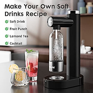 SNLIDE Soda Maker, Soda Water Machine with 1L BPA Free Pet Bottle & DIY Stickers, Easy to Operate, Sparkling Water Maker for Home, with One 60L CO2 Exchange Carbonator