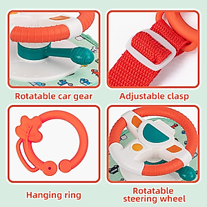 COVTOY Baby Car Seat Toys for Infants with Mirror Carseat Toys Steering Wheel with Music Lights Driving Sounds Car Seat Toy Baby Toys 6-12 Months