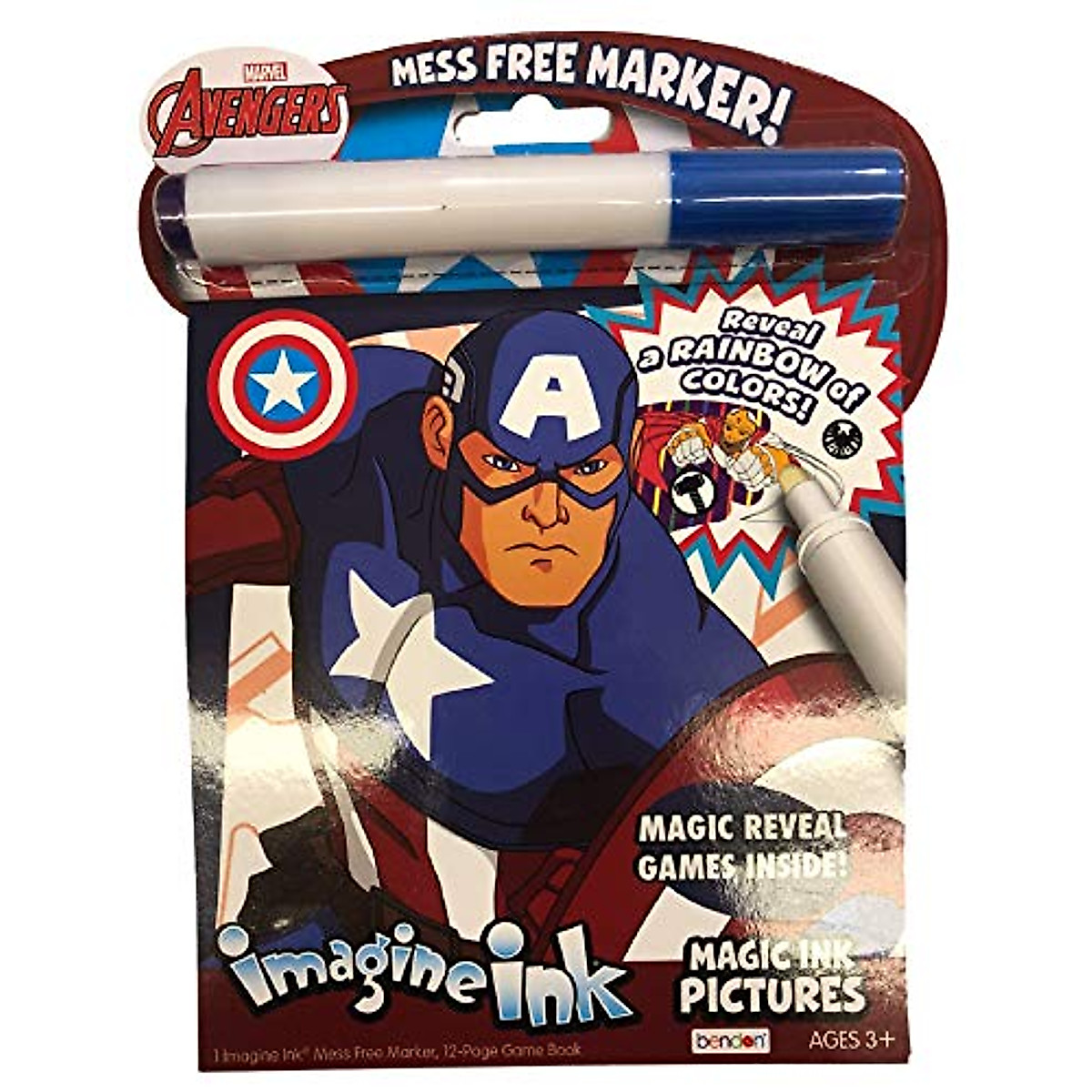 Imagine Ink Coloring Book Set for Superhero Kids - 3 Magic Ink Books Featuring Avengers, Spider Man, and Captain America
