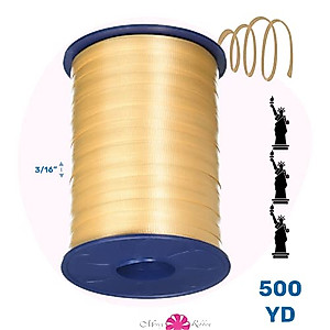 Morex Ribbon Crimped Curling Ribbon Morex, 3/16" x 500 yd, Soft Gold