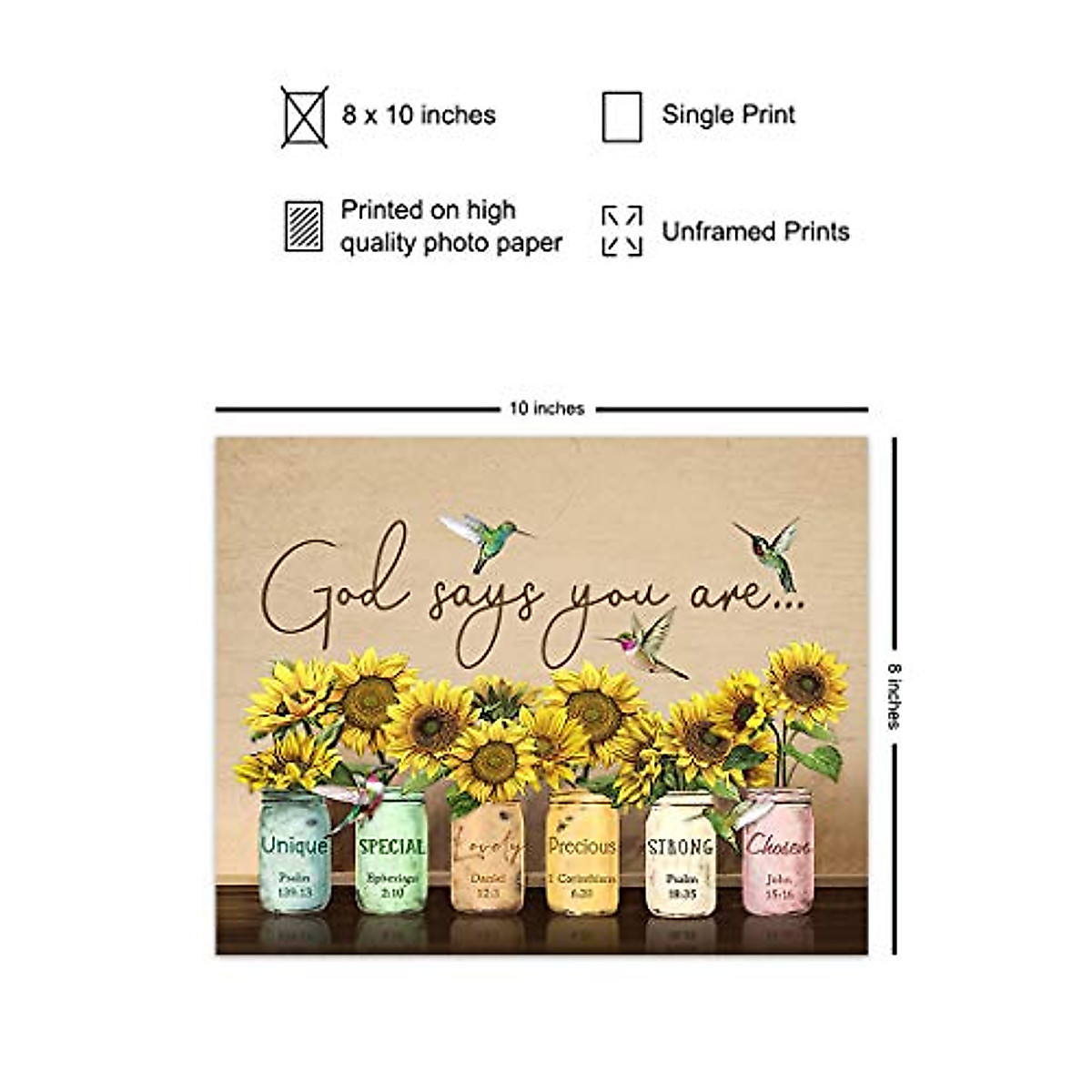 God Says You Are Wall Art - Christian Affirmations - Religious Encouragement Gifts for Women - Inspirational, Psalms, Bible Verses, Scripture Wall Decor - Catholic Gifts - Motivational Positive Quotes