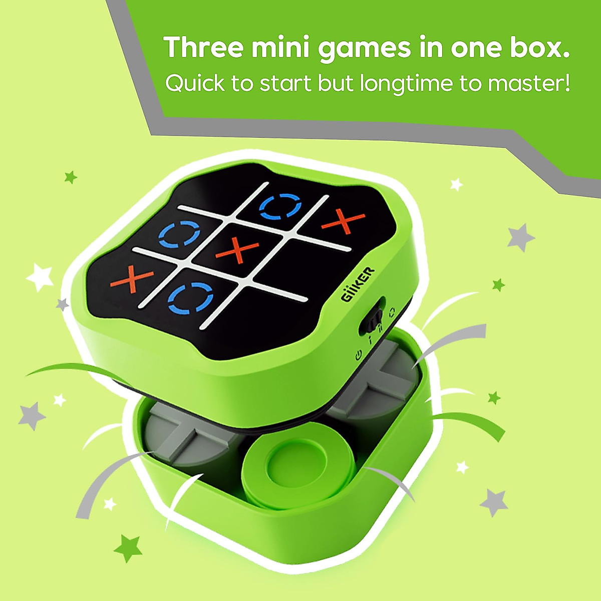 GiiKER Tic Tac Toe Bolt Game, Original 3-in-1 Handheld Puzzle Game Console, Portable Travel Games for Car Ride, Board Games for Kids and Adults, Birthday Gifts Easter Basket Stuffers for Ages 3+