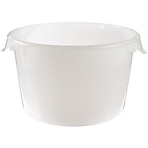 Rubbermaid Commercial Products Plastic Round Food Storage Container for Kitchen/Food Prep/Storing, 12 Quart, White, Container Only (FG572600WHT)