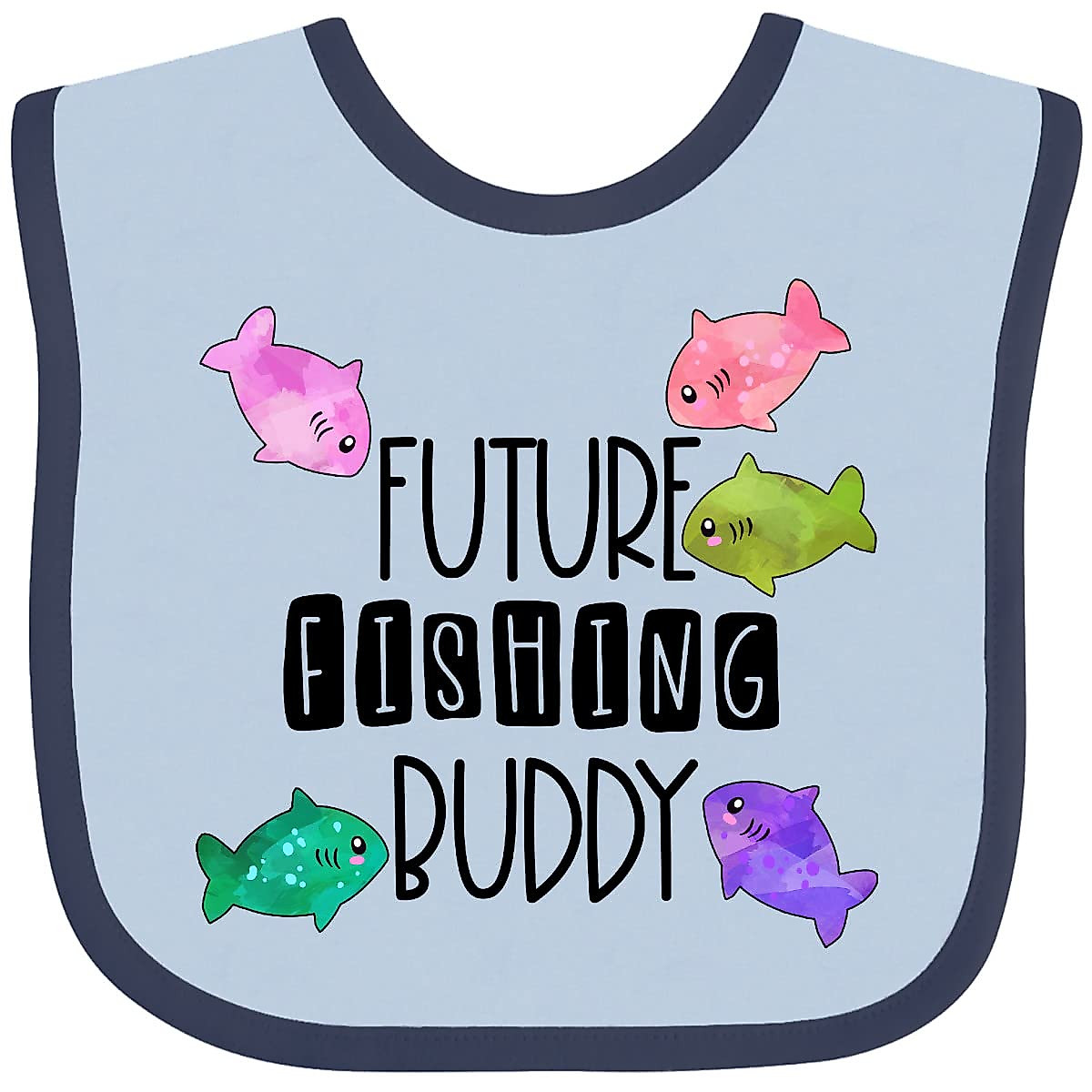 inktastic Future Fishing Buddy with Colorful Fish Baby Bib Blue and Navy 3ad30