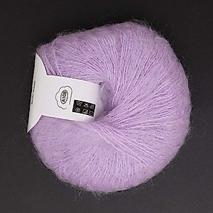 Popular Soft Mohair Knitting Angora Wool Yarn for DIY Knitting (with a Crochet)(violet)