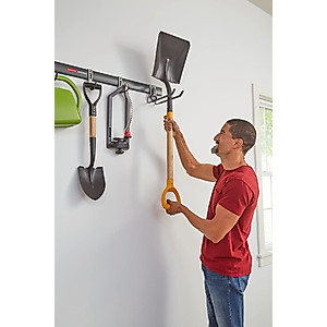 Rubbermaid FastTrack Garage Storage Utility Hooks, 5 Piece, Black, All in One Rail Hook Kit and Tool Organizer, Heavy Duty for Home/Garage/Shed/Garden