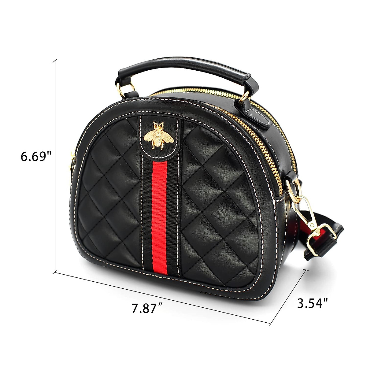 Beatfull Designer Bee Crossbody Bags for Women Stylish Round Quilted Shoulder Purse Small Leather Top Handle Cross Body Handbag