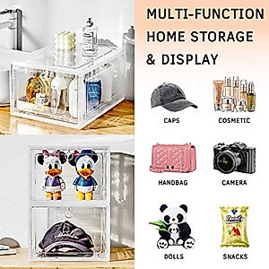 BYFU Shoe Box Drop Front Set of 6, Plastic Stackable Shoe Storage Boxes with Lids, Sneaker Display Case Shoe Organizer Bins for Closet, Easy Assembly (Dark Grey)