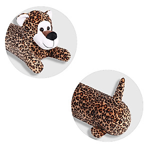 SANFERGE 36 Inch 3LB Heavy Duty Under Door Draft Stopper, Decorative Soundproof Door Draft Blocker, Energy Saving Draft Guard, Leopard Coffee