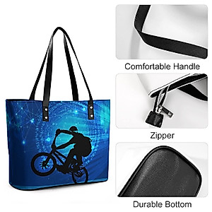 Womens Handbag Motorcycle Motocross Leather Tote Bag Top Handle Satchel Bags For Lady