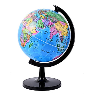 Wizdar 8'' World Globe for Kids Learning, DIY Assemble Educational Rotating World Map Globes Large Size Decorative Earth Children Globe for Classroom Geography Teaching, Desk and Office Decoration