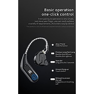 erjigo TWS + Earbuds Hook 2Pin Connector with Mic Support/30 Hours Playback,KZ-AZ09 HD Bluetooth5.2 Ear Hook Compatible with 0.75/0.78mm Pin Earphones/Headphones/Headsets for Sports (C Pin)