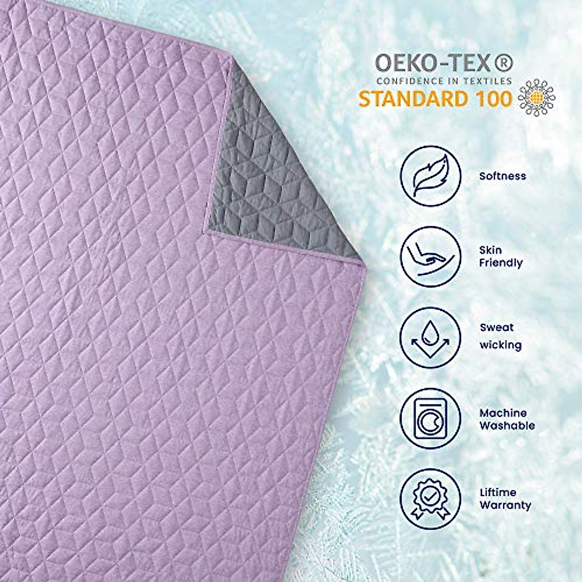 SLEEP ZONE Cooling Blanket for Hot Sleepers Throw Size (50x60 inches), Dual-Sided Cool Summer Blanket Lightweight Portable for Gym, Travel, Picnic, Camping (Light Purple+Grey)