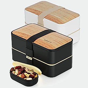 Premium Bento Lunch Box in 8 Modern Colors-MULTIPACK, 2x2 Leak-proof Compartments, Includes Sauce Container, Divider, Cutlery & Chopsticks, 40oz Japanese Bento Box for Adults & Kids, Microwave-safe