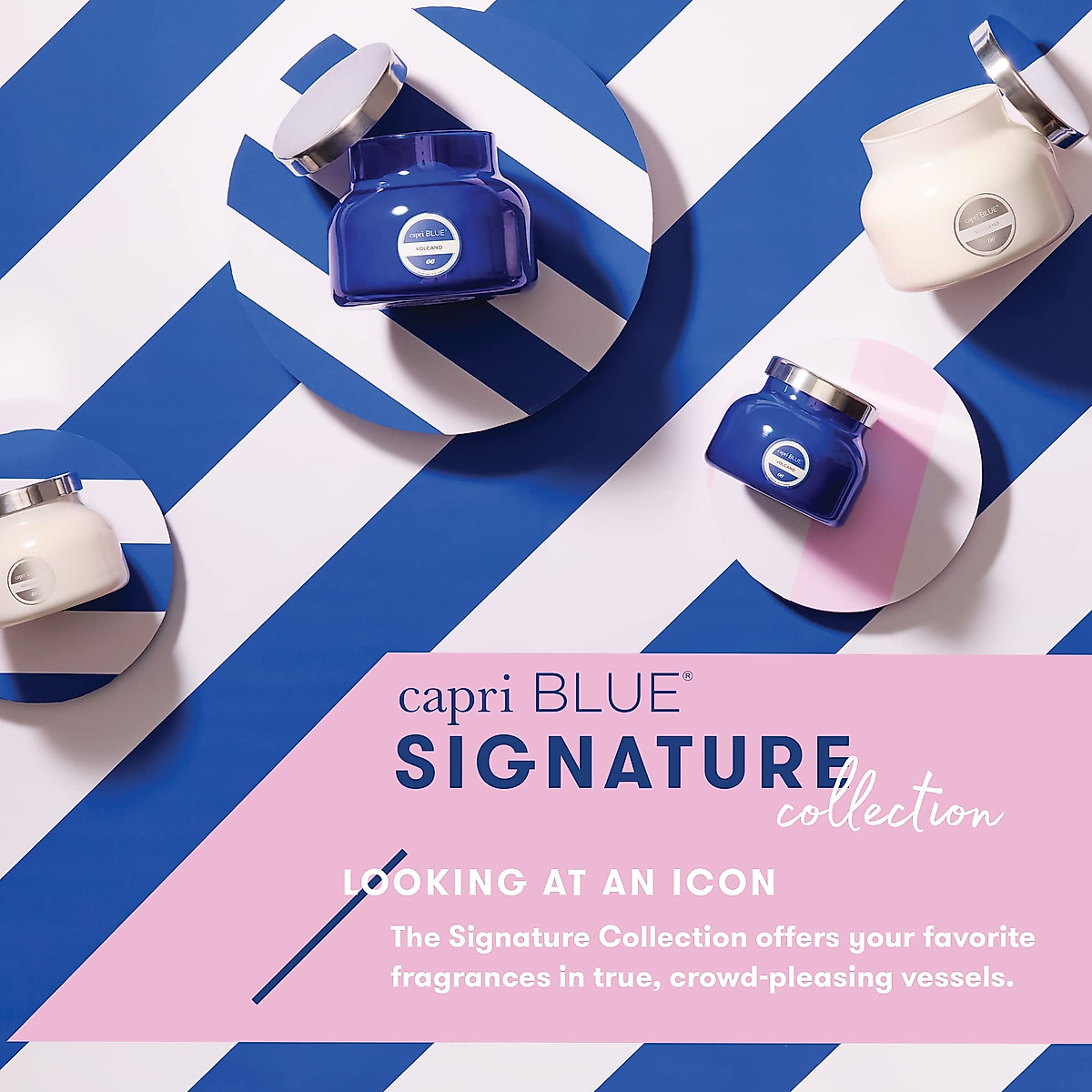 Capri Blue Scented Candle - Cotton Wick - Luxury Aromatherapy Candle - 19 Oz - Volcano - White