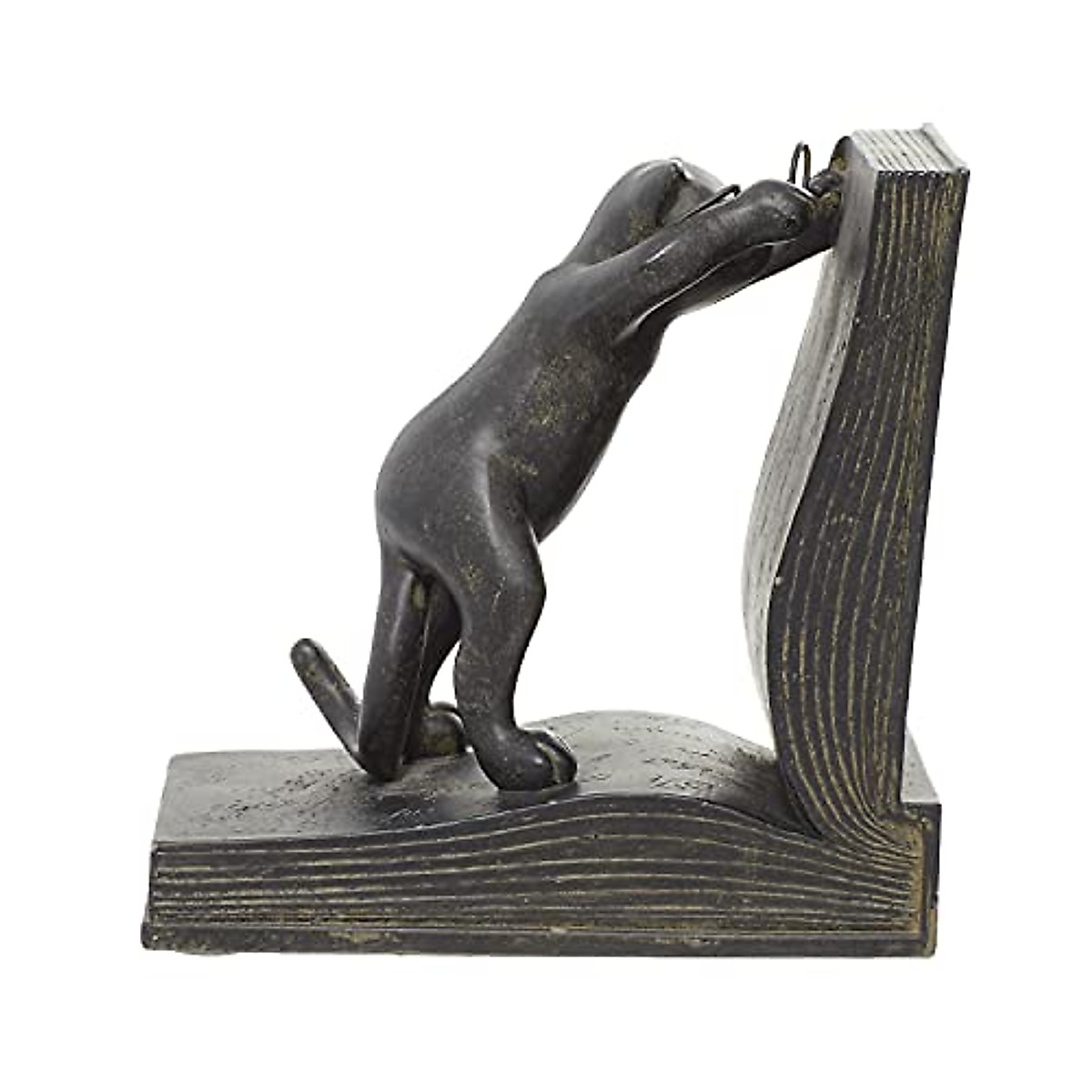 Deco 79 Polystone Cat Reading Bookends, Set of 2 7"H, 6"W, Black
