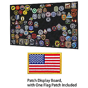Tactical Patch Display Panel Holder Board for Military Army Combat Morale Uniform Hook and Loop Emblems, 43 Inches x 27.5 Inches (Large), with 1 Flag Patch Included