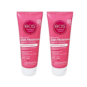 EOS Shea Better 24-Hour Moisture Non-Foaming Travel Size Shave Cream, Pomegranate Raspberry, Works Wet and Dry, Sensitive Skin, Natural Shea, 2.5 oz (Pack of 2)