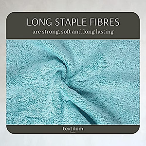 TEXTILOM 100% Turkish Cotton 6 Pcs Bath Towel Set, Luxury Bath Towels for Bathroom, Soft & Absorbent Bathroom Towels Set (2 Bath Towels, 2 Hand Towels, 2 Washcloths)- Aqua