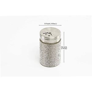 LuckyMao Bling Toothpick Holder Bling Portable Pill Container Silver Glitter Sparkle Toothpick Dispenser Glass Rhinestone Toothpick Holder Seasoning Bottle for Home Living Room