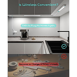 Under Counter Lights for Kitchen, Motion Sensor Lights Plug in, Hand Wave Activated Under Cabinet Light with Retractable Cable, 6000K White Dimmable Wired Closet Lights 3 Pack