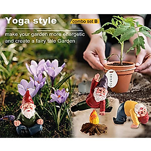 YARCHONN Miniature Garden Gnomes Ornament Outdoor, Resin Elf Statue, Funny Gnome Fairy Garden Accessories for Patio, Yard, Lawn or Home Garden Decorations, (5PK Yoga Theme)