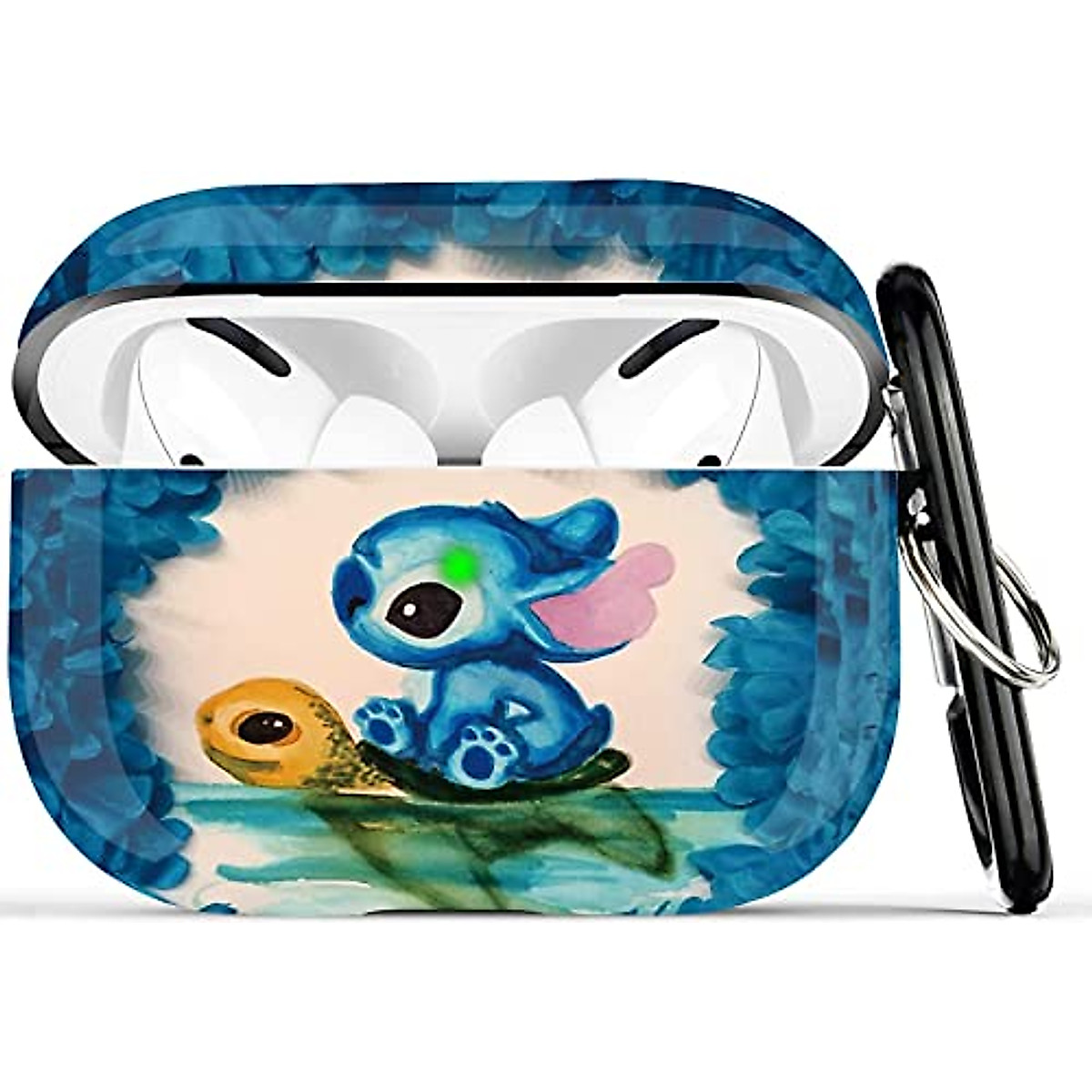 Tortoise Airpods Pro Case - Protective Hard Case Cover Skin Portable & Shockproof Women Girls with Keychain for Apple Airpods Pro Charging Case (Stitch/Turtle)