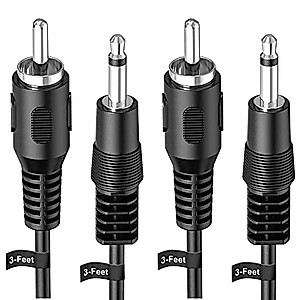 Ancable RCA to 3.5mm Mono, [ 2-Pack 3-Feet ] RCA Male to 3.5mm 1/8 inch TS Plug Audio Cable for Speakers, Subwoofer, Trigger Cable for Pre-Amp, Soundbar