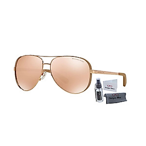 Michael Kors MK5004 CHELSEA Aviator 1017R1 59M Sunglasses For Women + BUNDLE With Designer iWear Eyewear Kit (Rose Gold/Taupe/Rose Gold Flash)