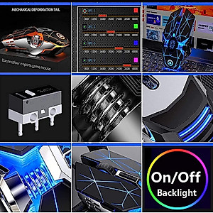 SMSOM Mechanical Gaming Keyboard, Wired RGB Rainbow Backlit Keyboard, Ergonomic Standard Keyboard for Desktop, Computer, PC (Black)