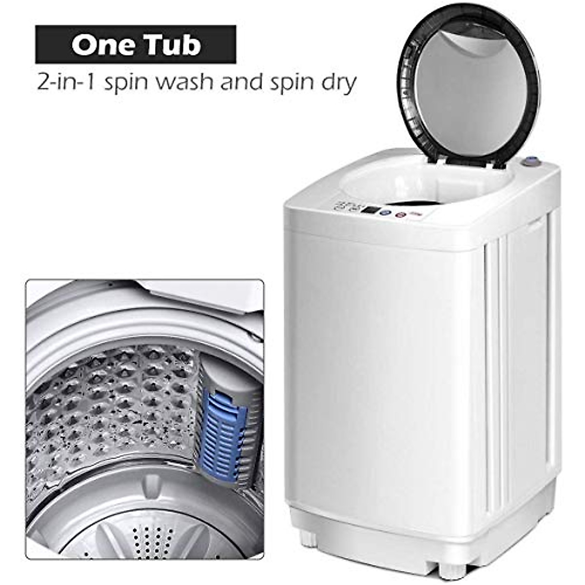 Giantex Portable Washing Machine, Full Automatic Washer and Dryer Combo, with Built-in Pump Drain 8 LBS Capacity Compact Laundry Washer Spinner for Apartment RV Dorm