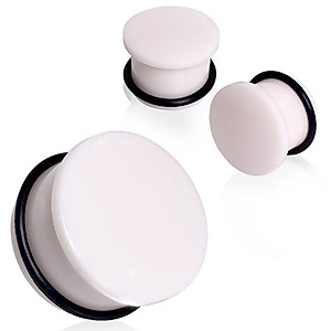 Pierced Owl Organic Buffalo Bone Single Flare Plug Gauges with Black O-Ring, Sold as a Pair (22mm (7/8"))