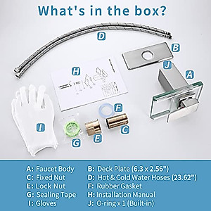 Y-Garhe LED Bathroom Sink Faucet - Brushed Nickel Single Hole or 4 Inch Centerset Waterfall Faucet with Glass Spout and Temperature-Sensitive LED Lights, Includes Deck Plate