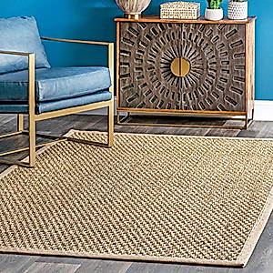 nuLOOM Hesse Checker Weave Seagrass Area Rug, 10' x 14', Natural