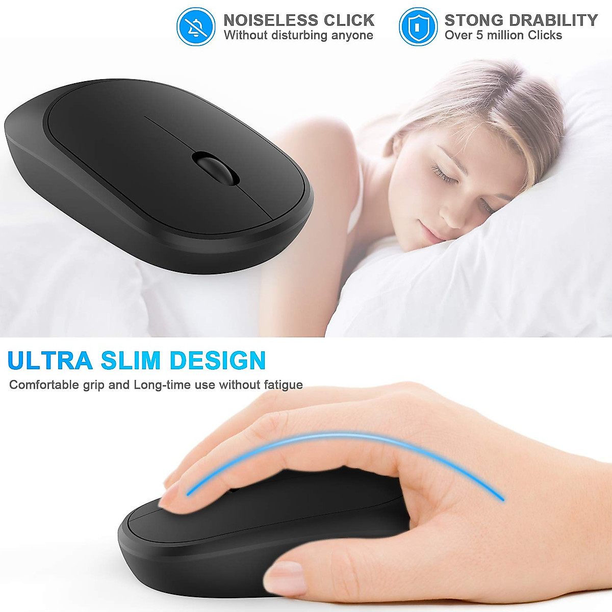 Wireless Number Pad and Mouse Combo, Acedada Portable Ultra Slim 2.4GHz USB Wireless Numeric Keypad and Mouse Set for Laptop, Notebook, Desktop, PC Computer - Black