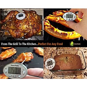 Cave Tools Instant Read Digital Meat Thermometer for Cooking on The BBQ Grill and Kitchen with LCD Screen and 4 to 6 Second Response Long Food Temperature Probe