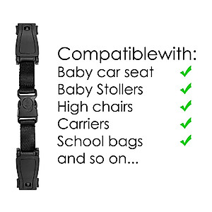 G Ganen Universal Child Chest Harness Clip Anti-Slip Baby Chest Clip Guard Compatible with Seats, Strollers, High Chairs, schoolbags, max. for 1.5 inch Width Harness (Black Set of 1)