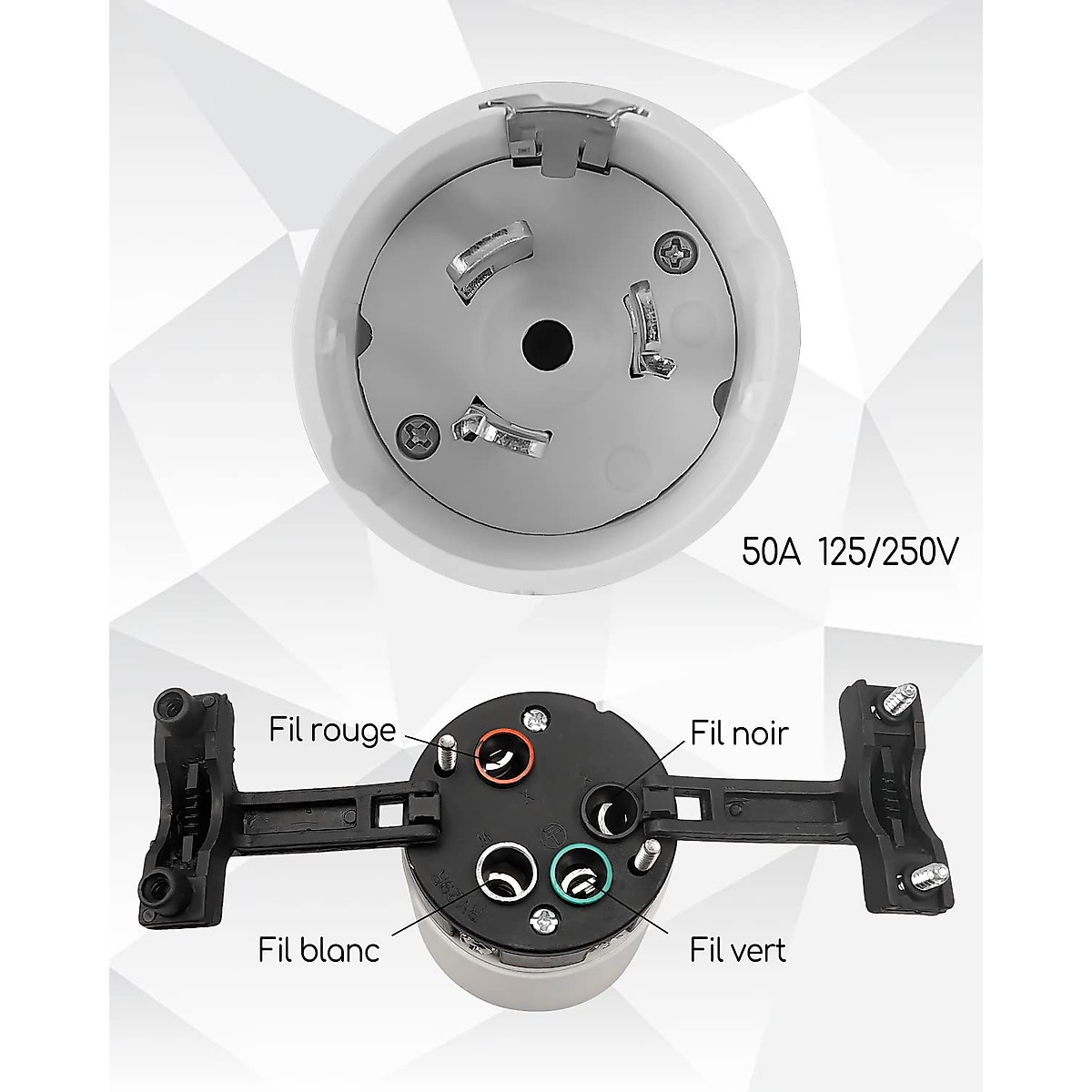 Generator Male Plug 50 Amp Twist Lock Plug Replace LL550P CS6365, Generator Power Cord Connector for Car RV Boat Camping Vehicle, 3 Pole 4 Wire Grounding, 12500W