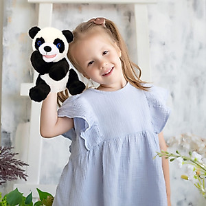 Easfan Panda Hand Puppet Plush Animal Toy with Movable Mouth for Role Play Storytelling Preschool Teaching Birthday Gifts for Kids Boys Girls, 9''